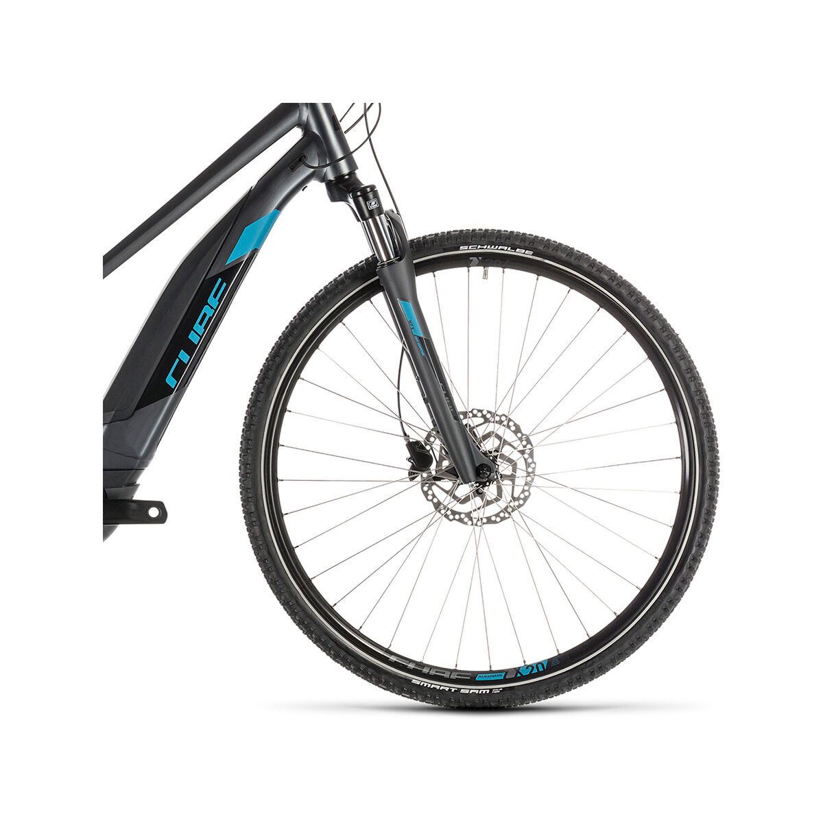 Cube Cross Hybrid One 400 Trapeze, iridium´n´blue | BIKER-BOARDER.DE