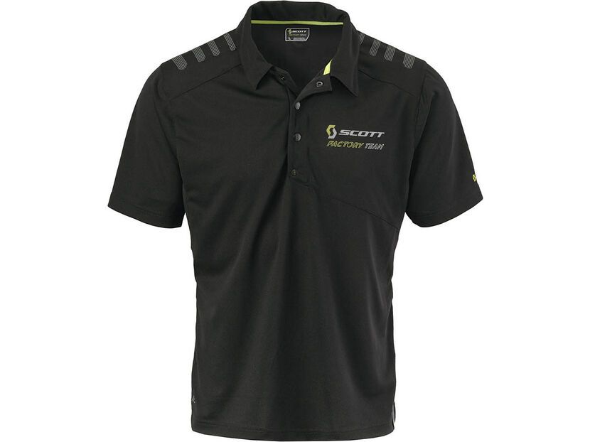 Scott Factory Team s/sl Polo, black/lime green | BIKER-BOARDER.DE