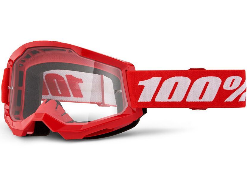 100% Strata 2 Junior Goggle - Clear Lens, red | BIKER-BOARDER.DE